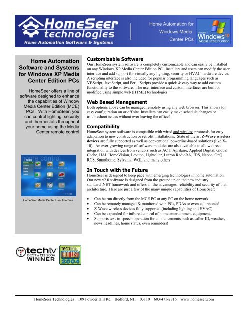Home Automation Software and Systems for Windows XP Media ...