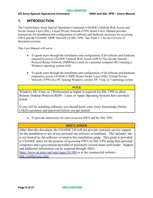 UNCLASSIFIED US Army Spec