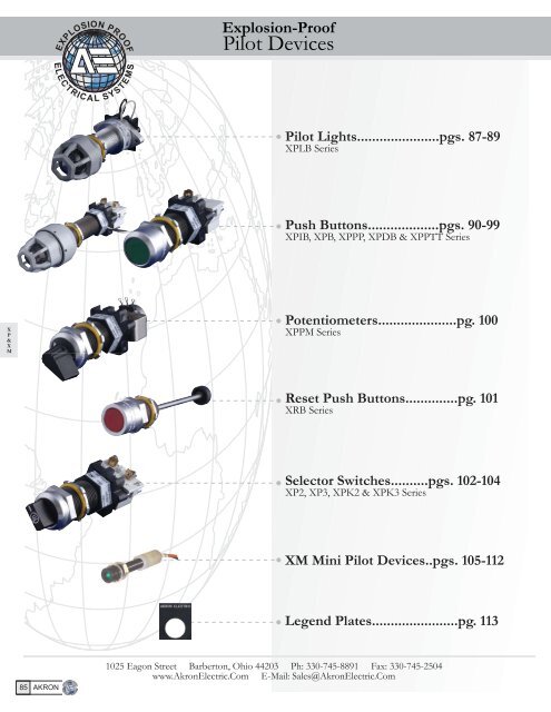 Explosion-Proof Pilot Devices - Akron Electric Inc.