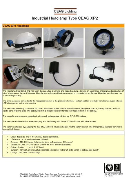 Industrial Headlamp Type CEAG XP2 - CEAG Lighting