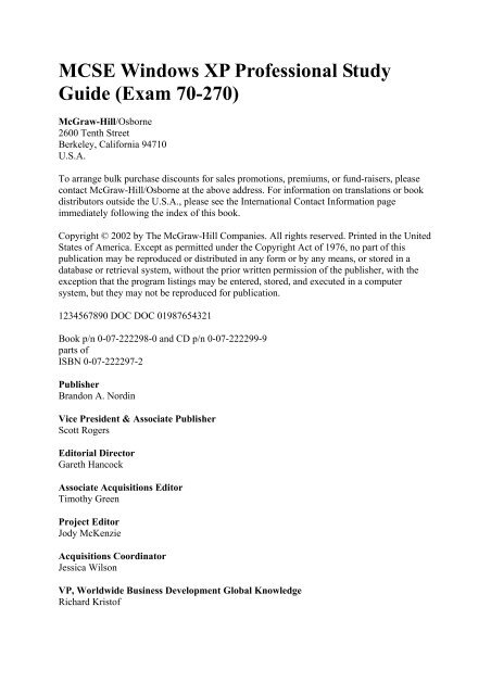 MCSE Windows XP Professional Study Guide (Exam 70-270)