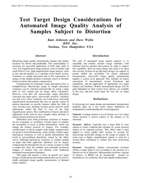 Test Target Design Considerations for Automated ... - ImageXpert
