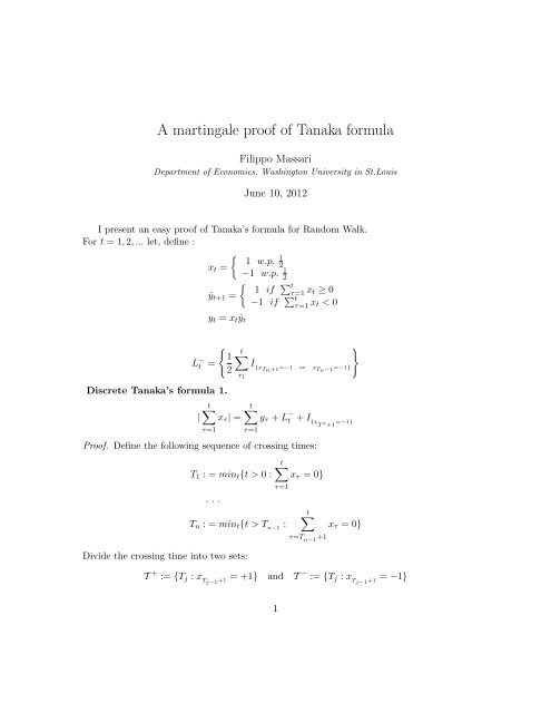 A martingale proof of Tanaka formula - Filippo Massari