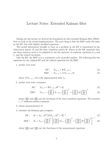 Lecture Notes: Extended Kalman filter