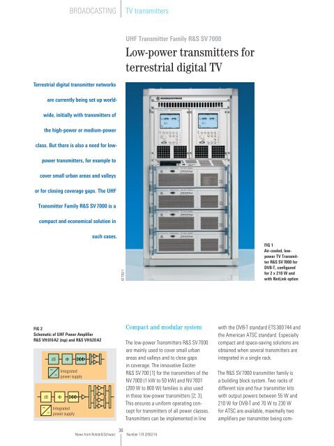 Low-power transmitters for terrestrial digital TV - Rohde & Schwarz