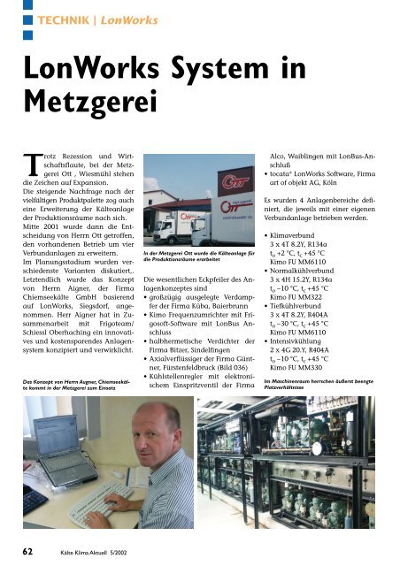 LonWorks System in Metzgerei - CHIEMSEE KÄLTE GmbH