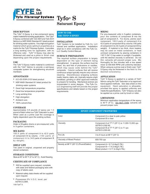 TYFO S Saturant Epoxy Data Sheet - FyfeAsia.com