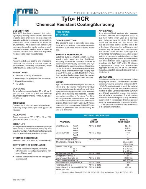 TYFO HCR Chemical Resistant Epoxy Coating Data ... - FyfeAsia.com