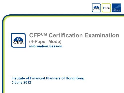 CFPCM Certification Examination - Institute of Financial Planners of ...