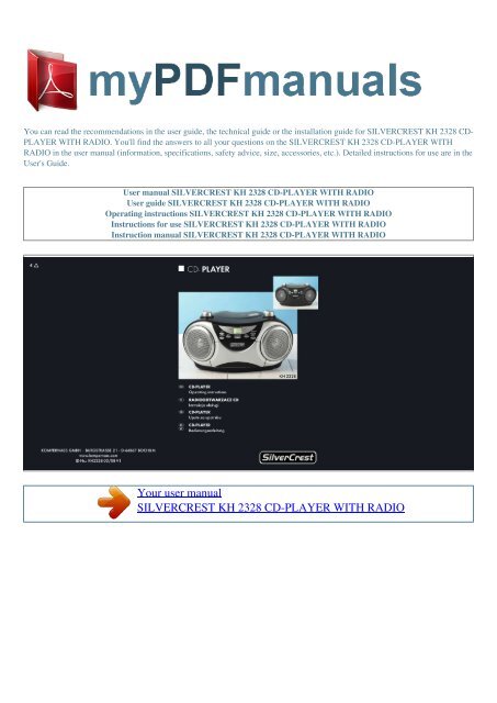 User manual SILVERCREST KH 2328 CD-PLAYER WITH RADIO