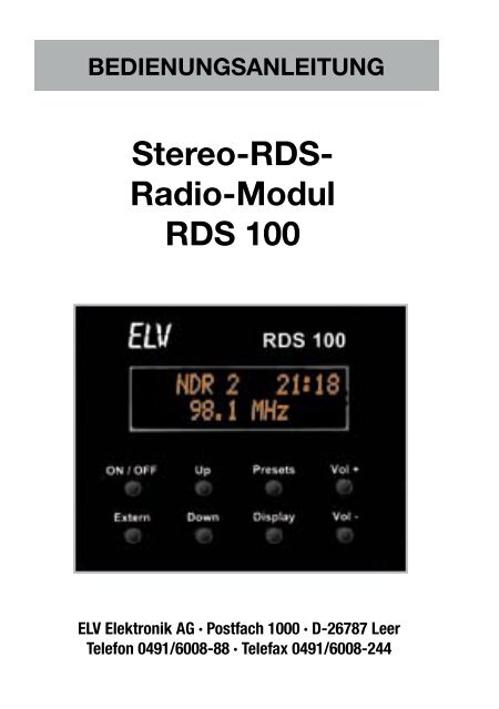 Stereo-RDS- Radio-Modul RDS 100 - ELV