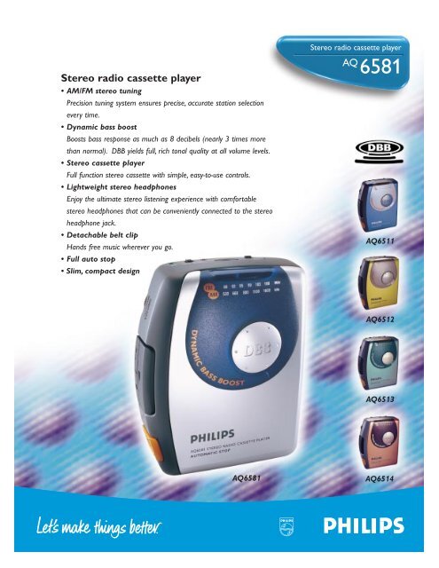 Stereo radio cassette player AQ - Philips