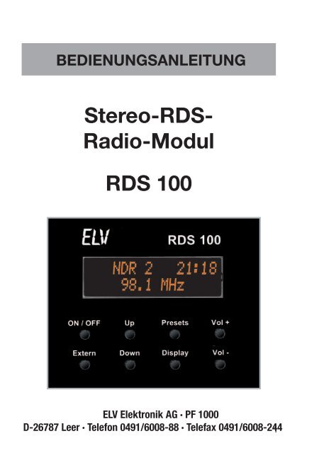 Stereo-RDS- Radio-Modul RDS 100 - ELV