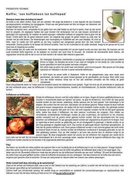 Koffie; 'van koffieboon tot koffiepad' - Juf Moniek