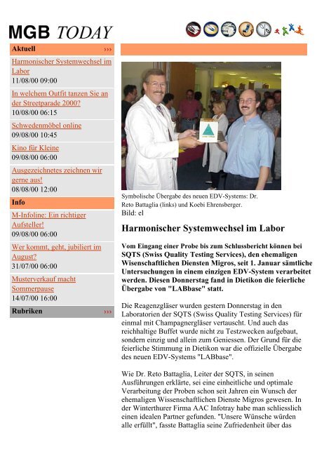 Harmonischer Systemwechsel im Labor - AAC Infotray AG