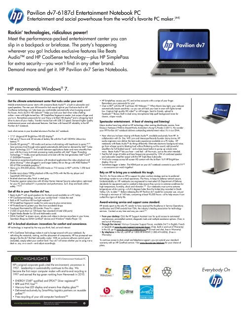 HP Pavilion Data Sheet - Walmart