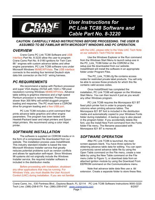 PC Link HI-4TC Software & Cable - Crane Cams
