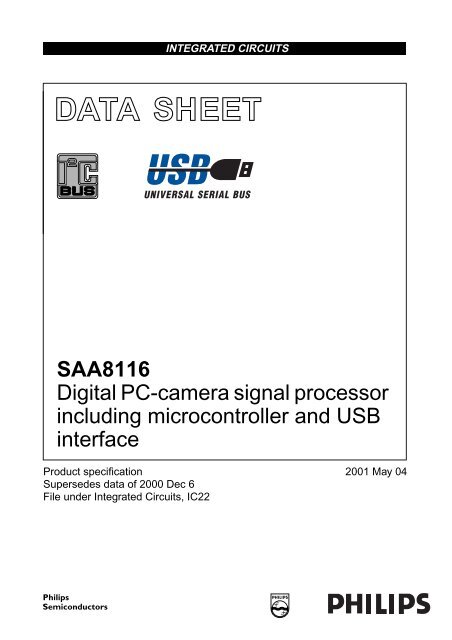 SAA8116 Digital PC-camera signal processor including ...