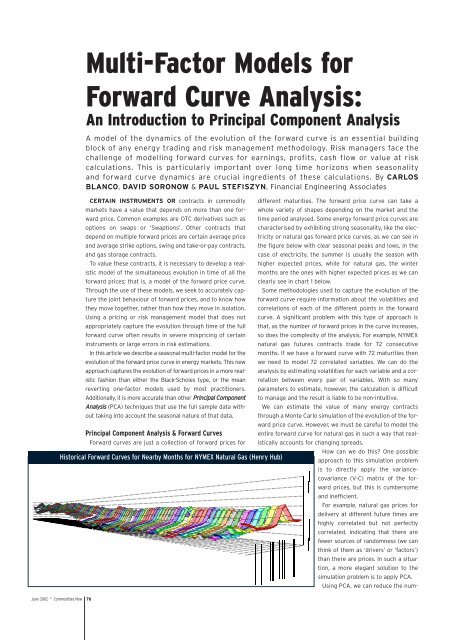Multi-Factor Models for Forward Curve Analysis: - Financial ...