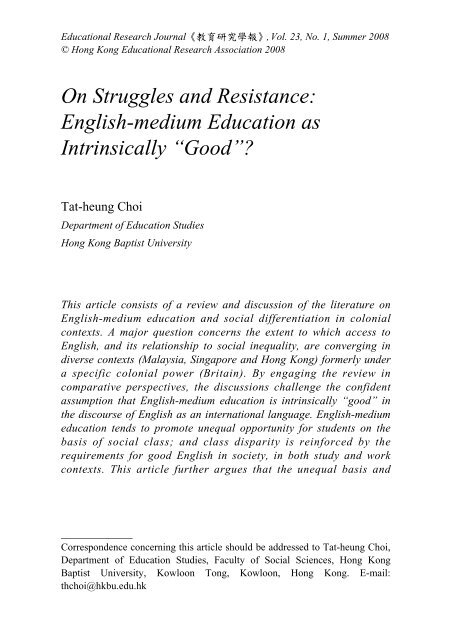 English-medium Education as Intrinsically “Good”?