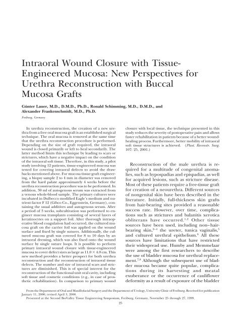 Intraoral Wound Closure with Tissue- Engineered Mucosa: New ...