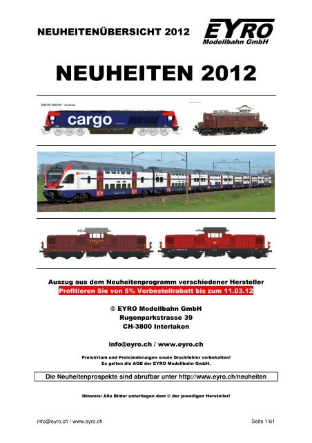 Neuheitenübersicht - EYRO Modellbahn GmbH