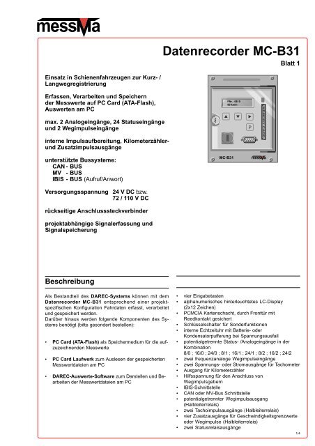 mess a Datenrecorder MC-B31 - messMa GmbH