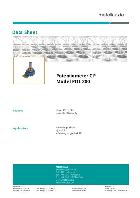 Technical Data Sheet - Metallux AG