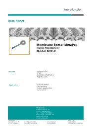 pressure sensor overview. - Metallux AG