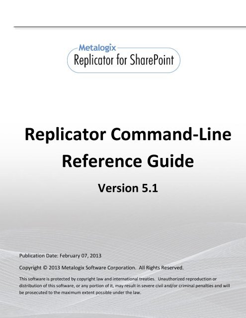 Replicator Command-Line Reference Guide - Metalogix