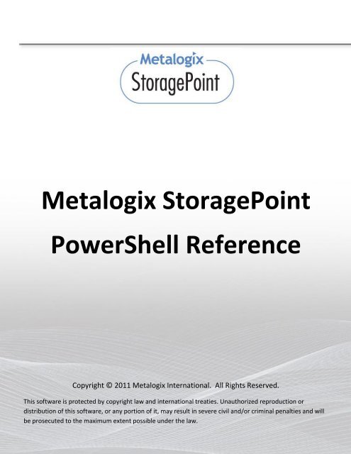 StoragePoint Powershell Reference - Metalogix
