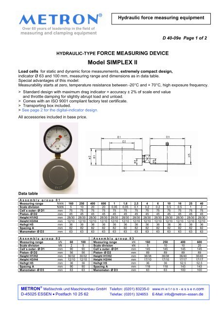 Model SIMPLEX II with digital indicator - METRON