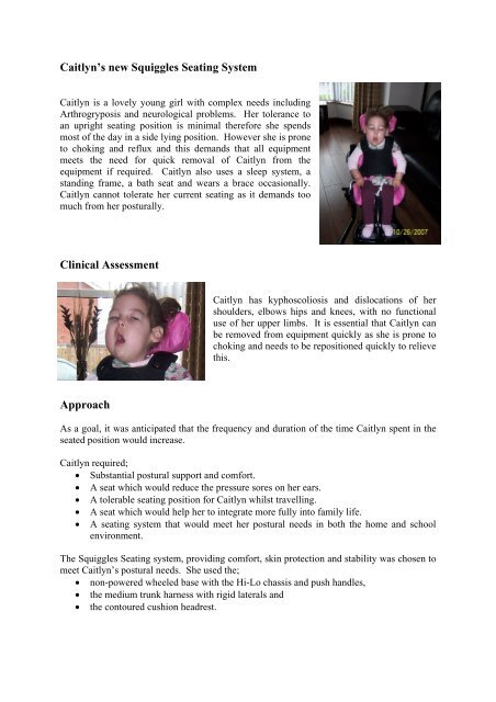 Caitlyn's new Squiggles Seating System Clinical ... - Leckey