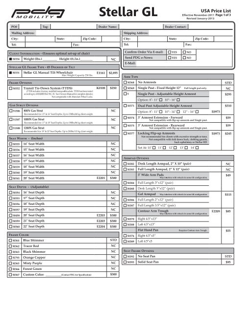 Standard Order Form - PDG Mobility Technologies