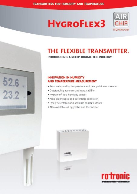 Rotronic Hygroflex3 Series Data Sheet PDF - Instrumart