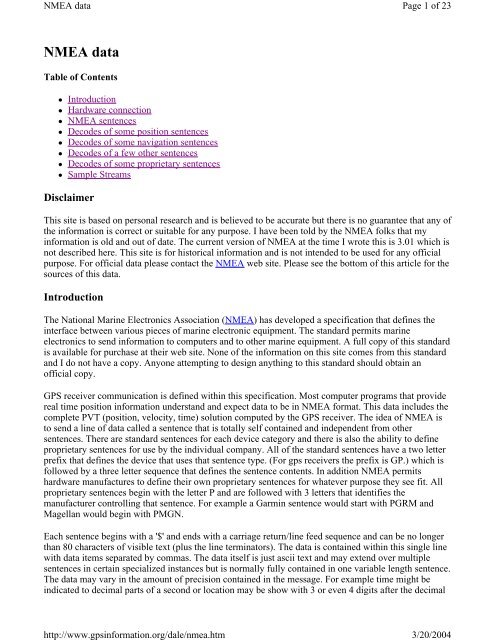 NMEA data - Isel DEETC