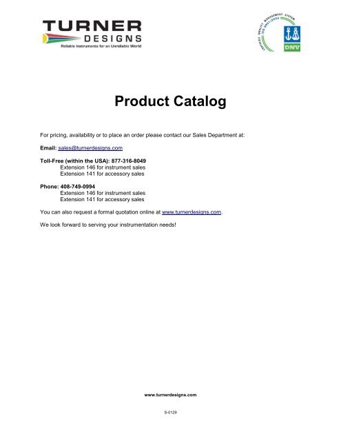 Product Catalog - Turner Designs