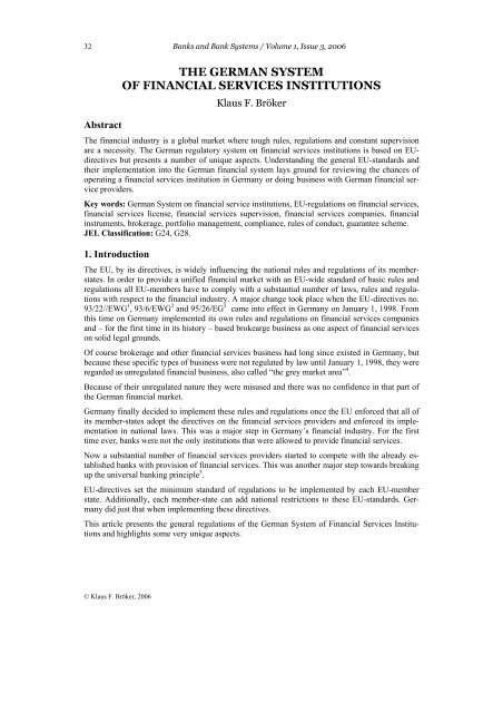 the german system of financial services institutions - Business ...