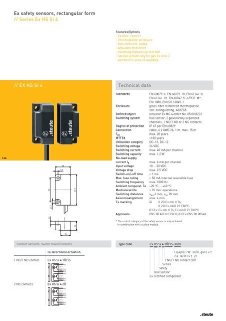 // EX HS SI 4 Technical data Ex safety sensors, rectangular form ...