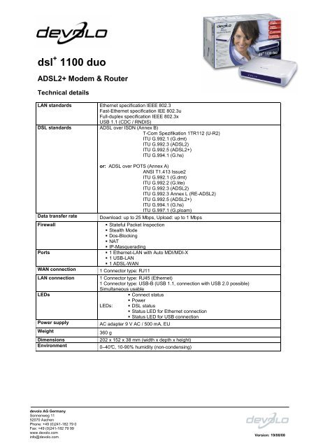 dsl 1100 duo - Devolo
