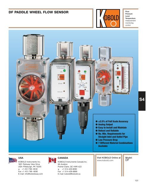 DF PADDLE WHEEL FLOW SENSOR