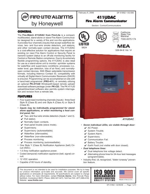 411UDAC - Fire-Lite Alarms