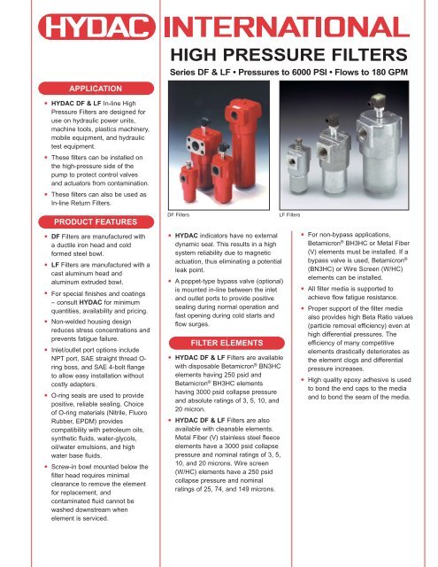 DF (High Pressure Filters) - Lifco Hydraulics USA