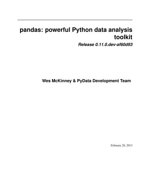 Pandas Powerful Python Data Analysis Toolkit Pandas Pydata