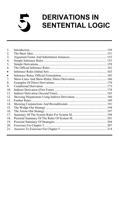 Chapter 5: Derivations in Sentential Logic