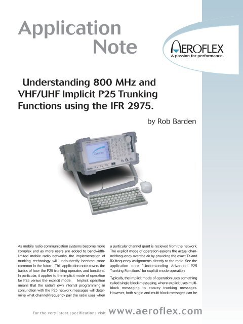 Understanding 800MHz and VHF UHF Implicit P25 Control - Aeroflex