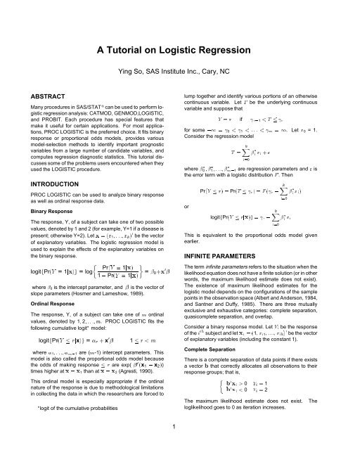 A Tutorial on Logistic Regression