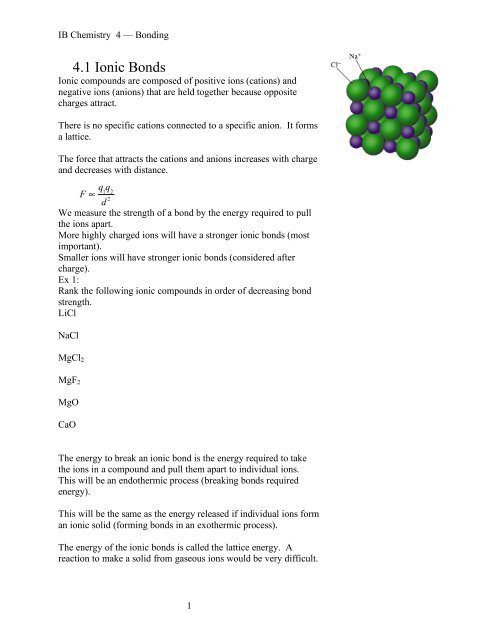 IB Chem Bonding notes