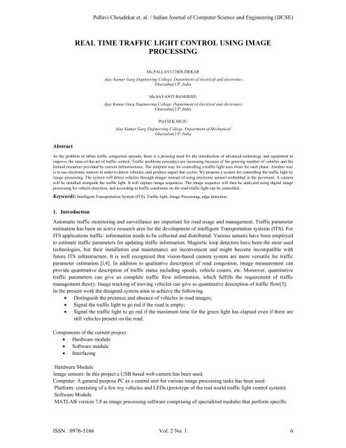 real time traffic light control using image processing - Indian Journal ...