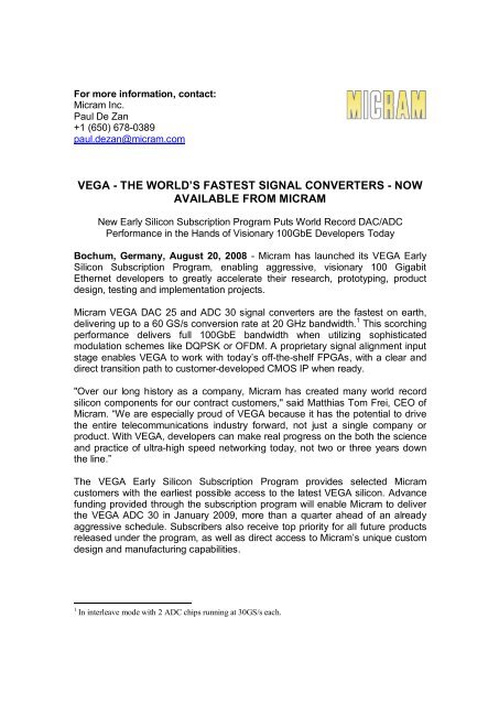 VEGAPressReleaseVega_082008.pdf - Micram